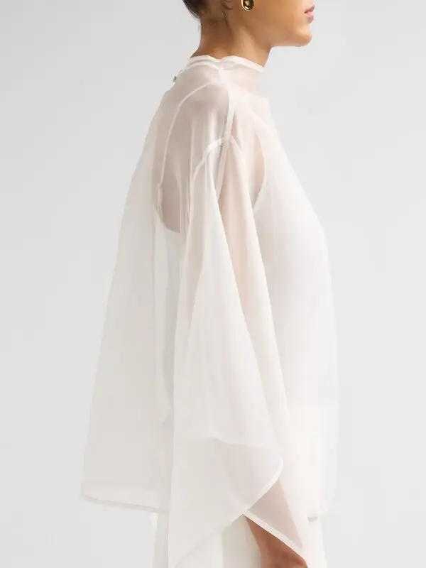 Staud Fia Silk Chiffon Poncho Top