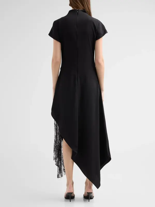 Staud Effie Draped Asymmetric Midi Dress