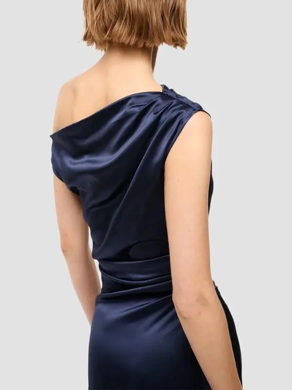 Staud Phare Stretch Silk One-shoulder Midi Dress