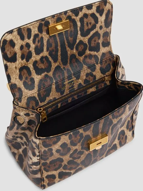 Dolce & Gabbana Sicily Leopard-print Leather Top Handle Bag