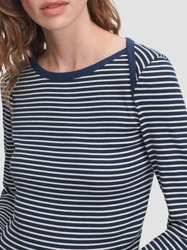 Rag & Bone The Essential Rib Striped Long-sleeve Shirt - Navy Multi