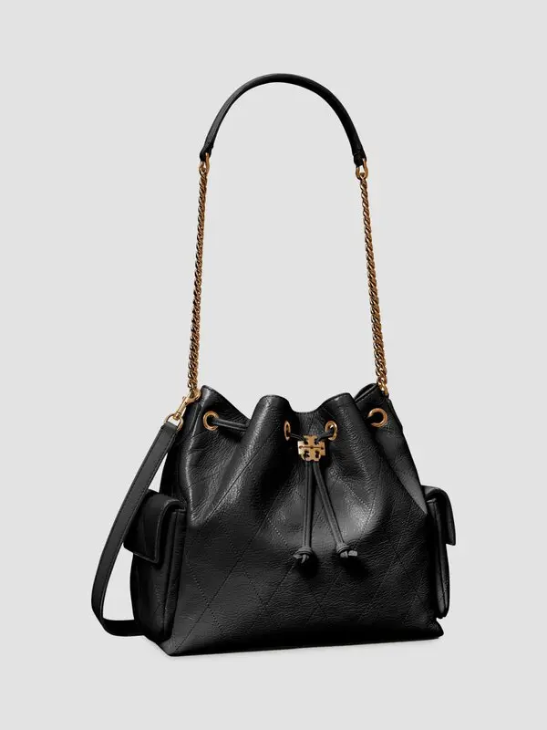 Tory Burch Charlie Quilted Leather Drawstring Shoulder Bag