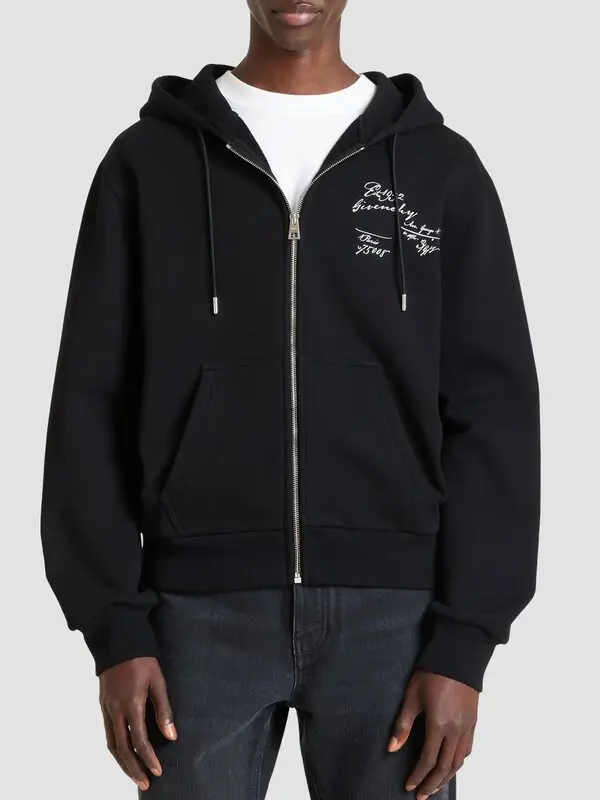 Givenchy Zipped Hoodie In Fleece With Scripty Print
