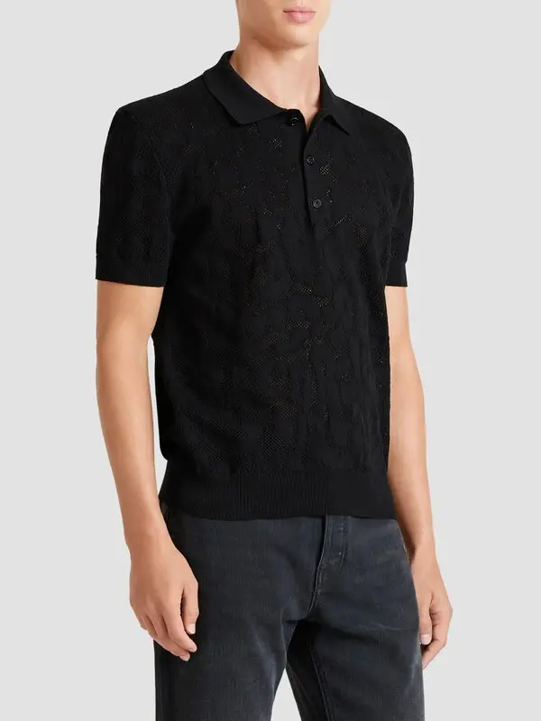 Givenchy Polo Shirt In Leopard-effect Cotton Mesh