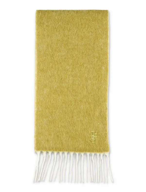 THE FRANKIE SHOP Fringed Wool Blend Scarf - Lime Multi