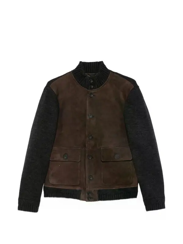 THE JACK LEATHERS Suede Panelled Knitted Jacket