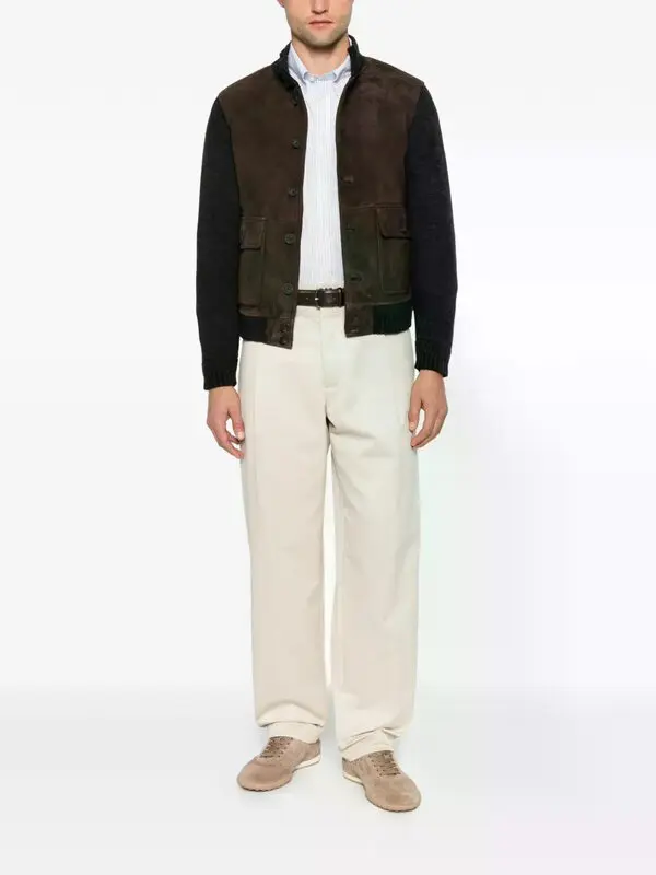 THE JACK LEATHERS Suede Panelled Knitted Jacket