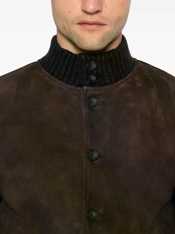 THE JACK LEATHERS Suede Panelled Knitted Jacket