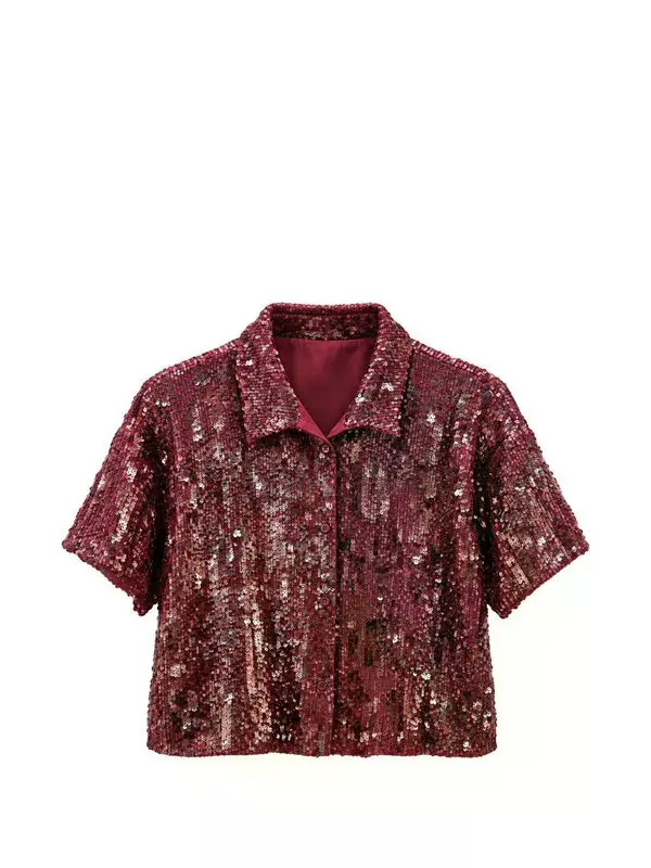 WEILI ZHENG Sequin-embellished Cropped Shirt