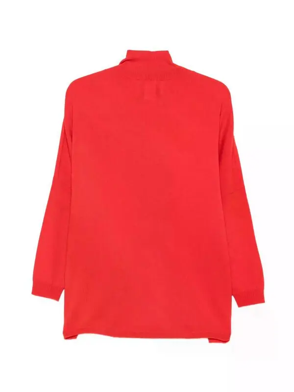 VANISE High-neck Patch-pocket Sweater - Red