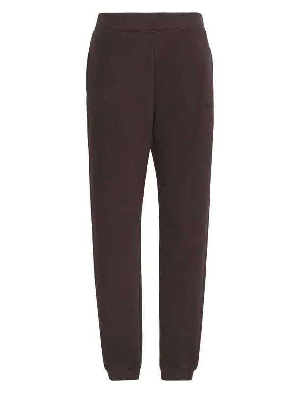 Max Mara Fleece-lined Sweatpants With Ribbed Waist And Logo - Marrone