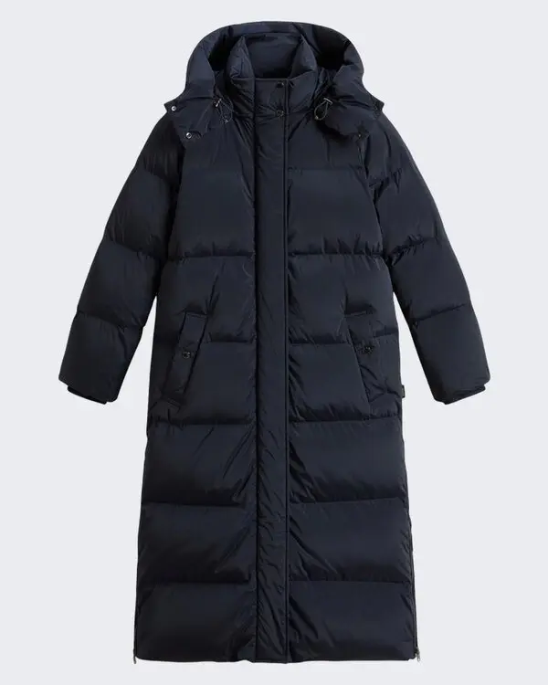 Woolrich Horizontal Quilted Jacket With Removable Hood & Ribbed Cuffs