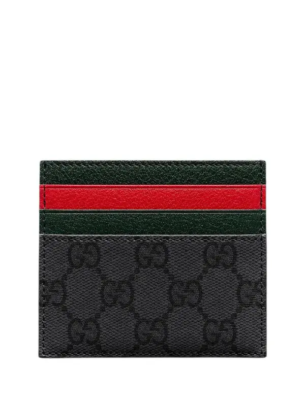 Gucci Mini Gg Canvas Card Case Wallet With Leather Trim