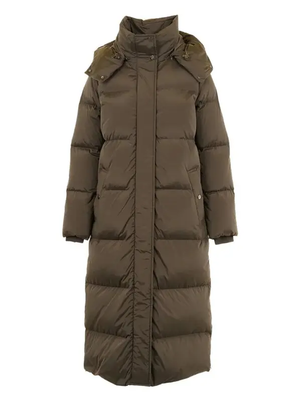 Woolrich Wool-feel Horizontal Quilted Puffer Jacket With Removable Hood And Ribbed Cuffs