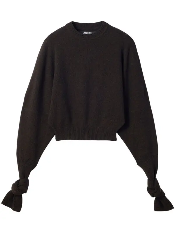 Jacquemus Oversized Crewneck Sweater With Tie Cuffs - Brown