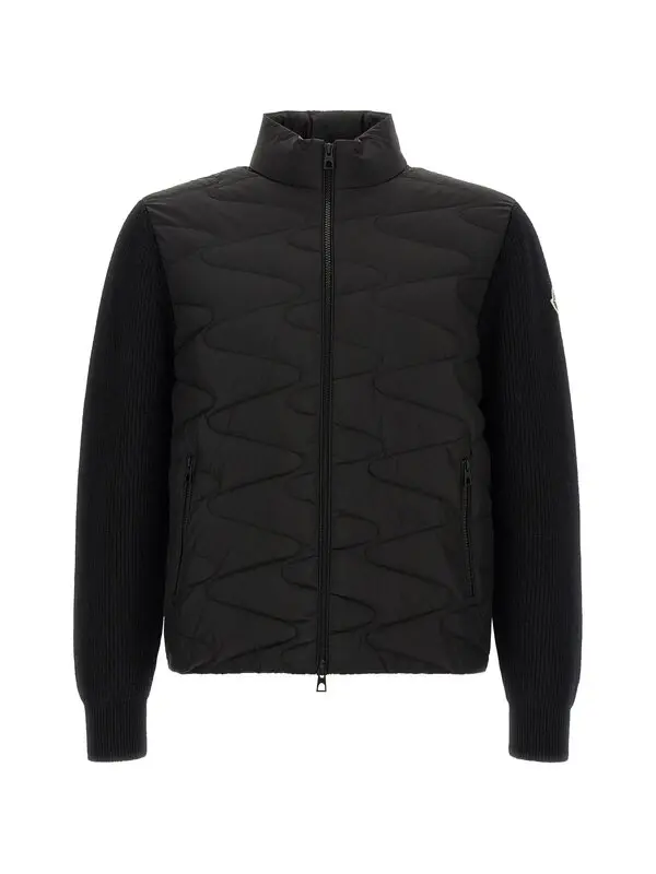 Moncler Rib Knit Down-filled Zip Front Longline Lounging Jacket