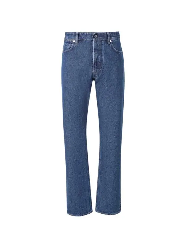 Stone Island Curved Front Pocket Denim Jeans With Fifth Pocket, Star Embroidery & Buttoned Flap
