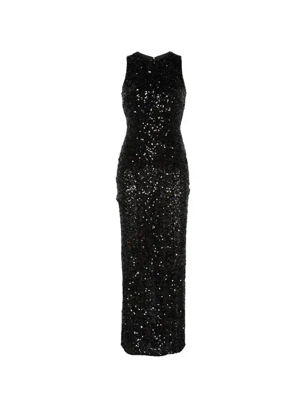 ROTATE BY BIRGER CHRISTENSEN Sequin Maxi Dress With Back Slit - Nero