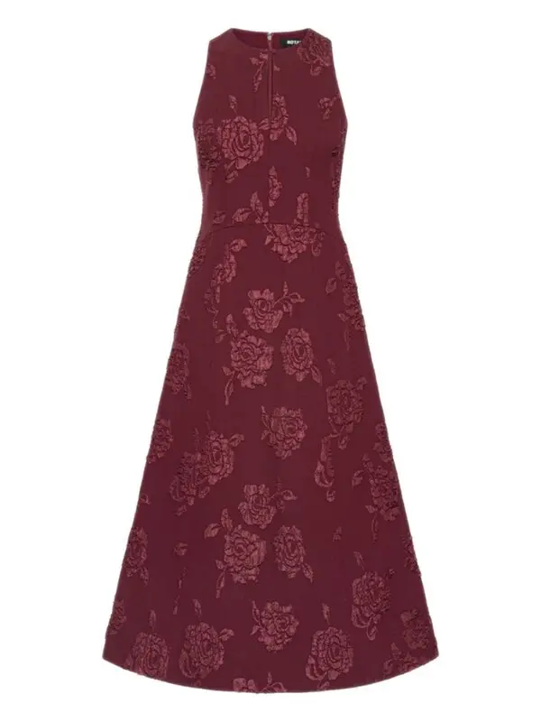 ROTATE BY BIRGER CHRISTENSEN Long-sleeve V-neck Lined Maxi Dress - Rosso