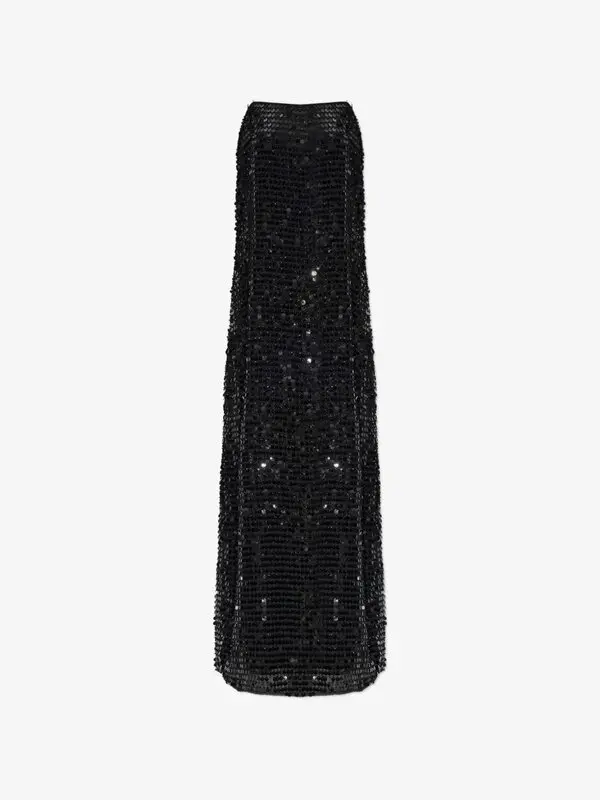ROTATE BY BIRGER CHRISTENSEN Sequin Maxi Dress With Slim Straps - Nero
