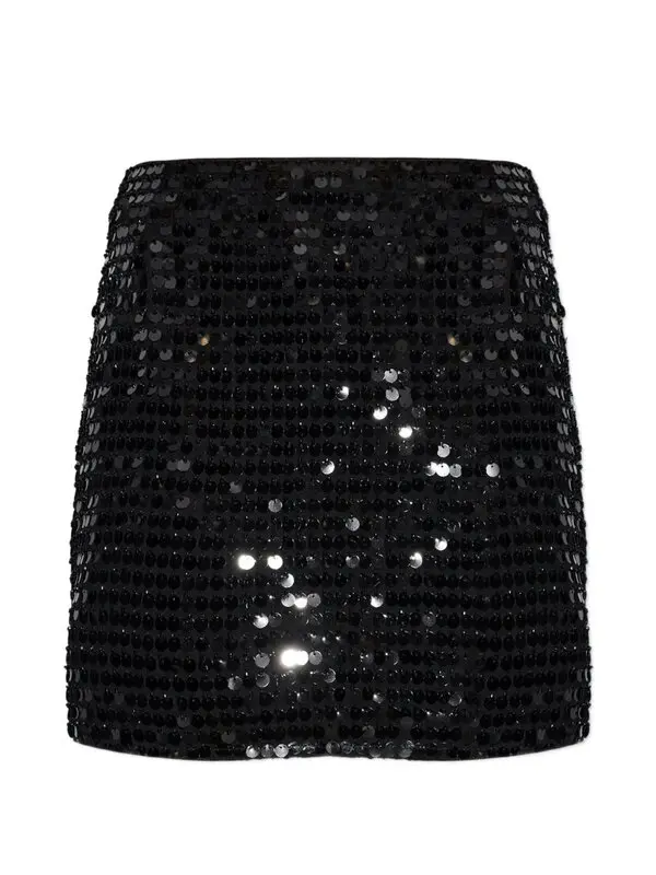 ROTATE BY BIRGER CHRISTENSEN Sequins Mini Skirt With Zip Closure - Black