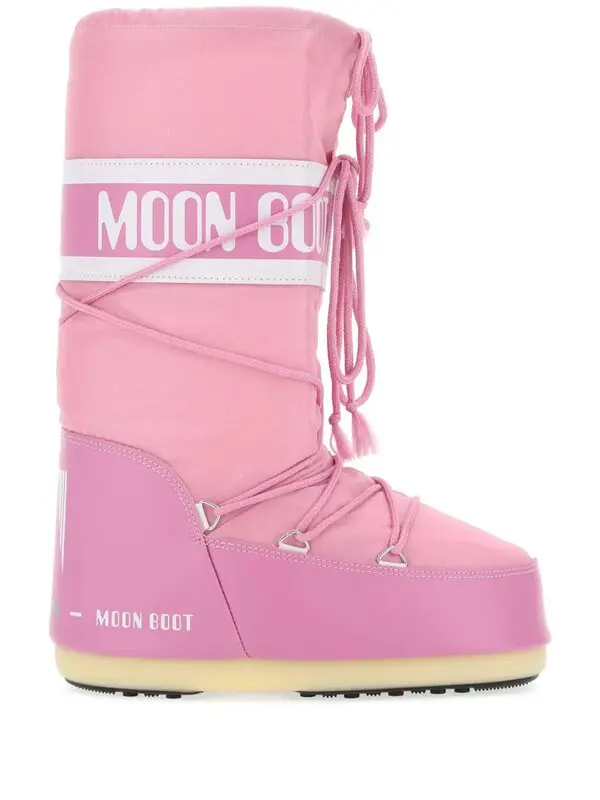 Moon Boot Ambidextrous Mini Water-repellent Logo-panel Lace-up Boots - Rosa