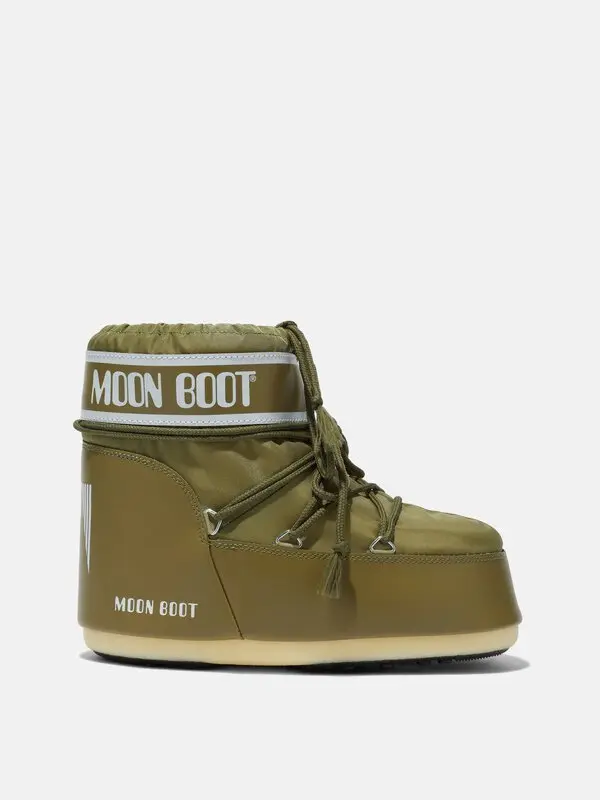 Moon Boot Ambidextrous Water-repellent Logo-panel Mini Boot With Criss-cross Tubular Laces - Verde