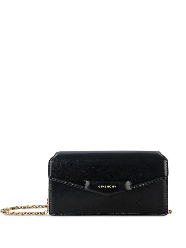 Givenchy Box Calfskin Mini Clutch With Gold-tone Chain Strap And Card Slots - Nero