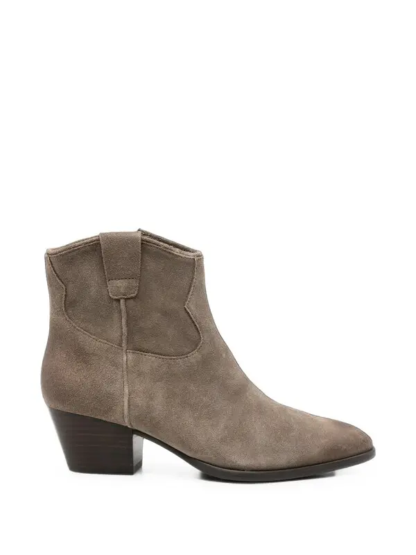 Ash Suede Side-zip Ankle Boot With Leather Sole And 5.5 Cm Heel - Grigio