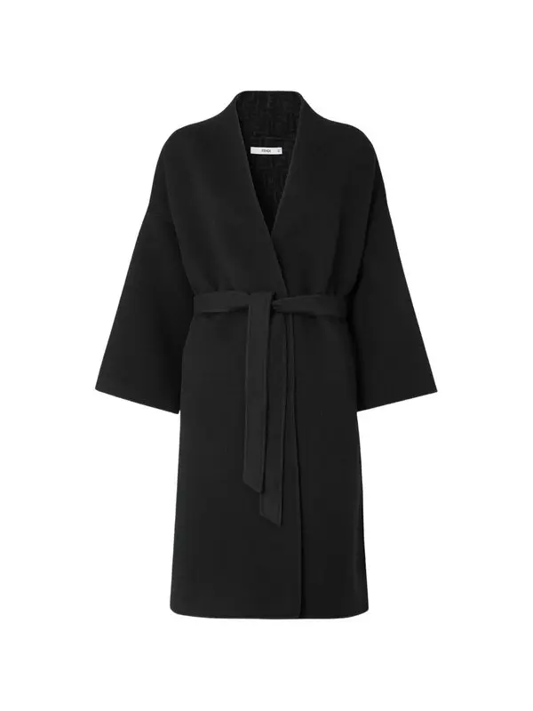 Fendi Enveloping Low-set Sleeve Coat With Belt