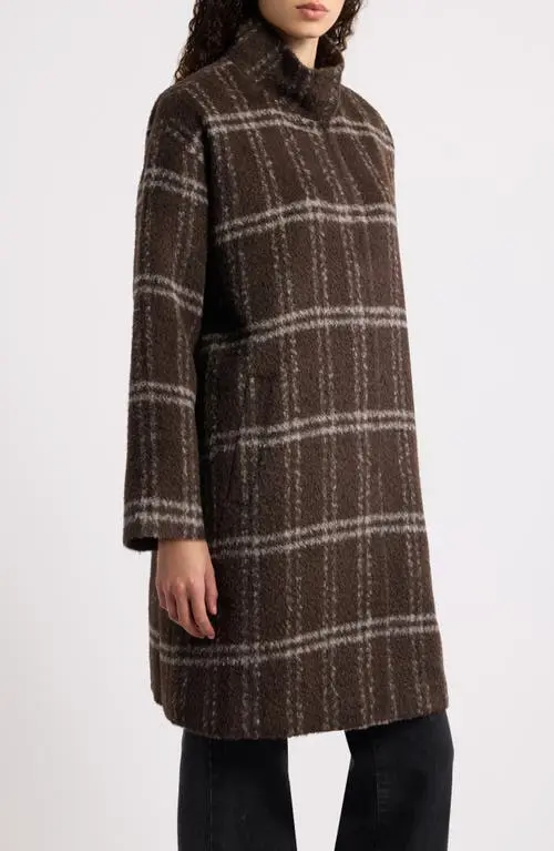 Eileen Fisher High Collar Grid Alpaca Blend Coat