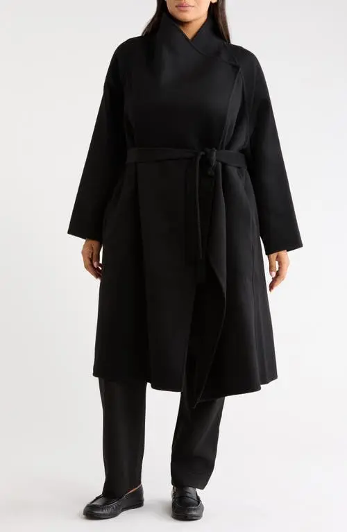 Eileen Fisher Drape Neck Wool Coat