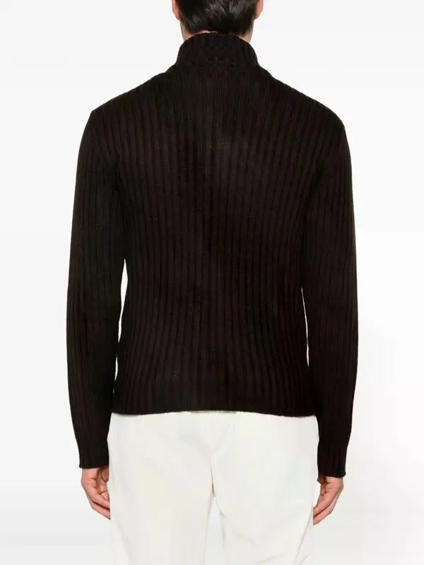 DANIELE FIESOLI Suede-panelled Ribbed-knit Cardigan