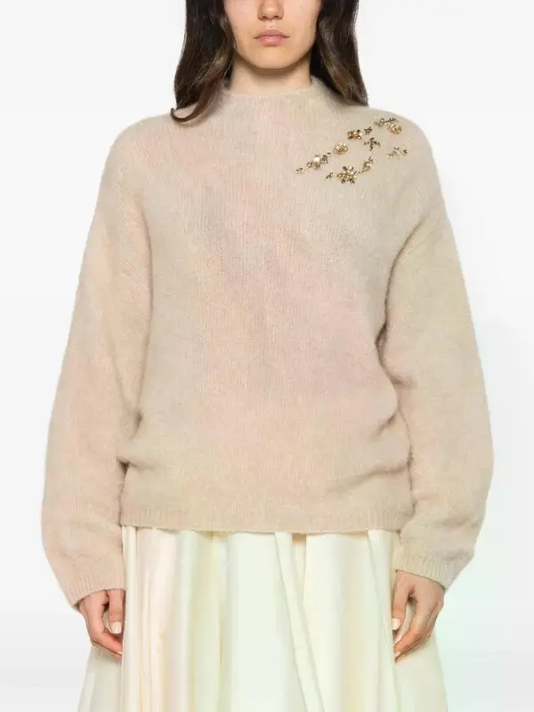 FORTE_FORTE Bead-embellished Knitted Sweater