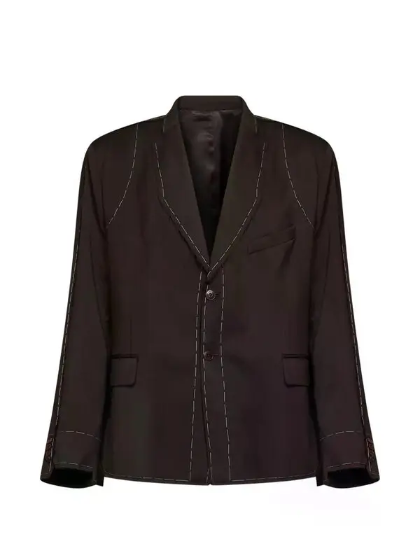 COSTUMEIN Contrast-stitch Raw-edge Blazer