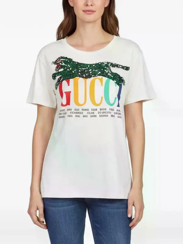 Gucci Cities Sequin-embellished T-shirt