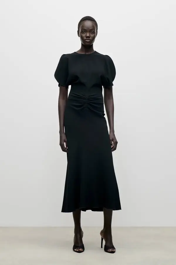 Victoria Beckham Embroidered Bela Midi Dress