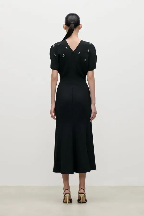 Victoria Beckham Bela Embroidered Midi Dress