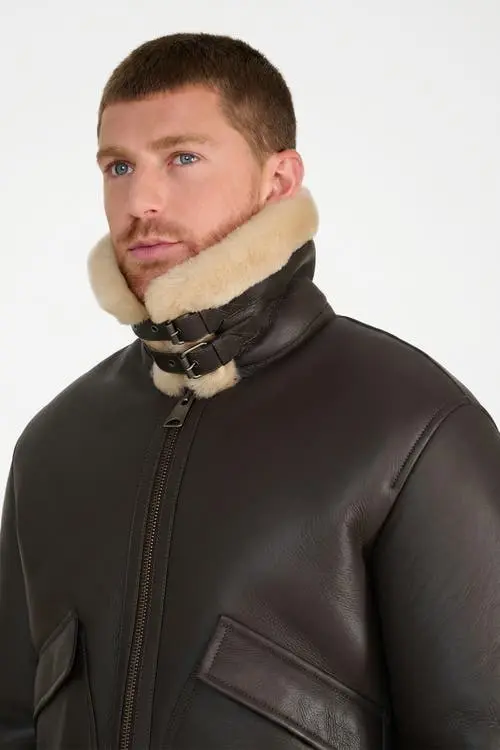 FURNIQ UK Hudson Leather Shearling Jacket