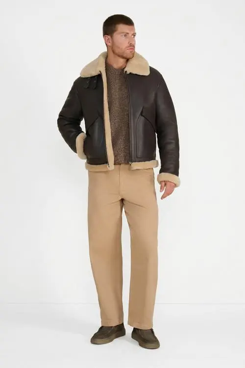 FURNIQ UK Hudson Leather Shearling Jacket