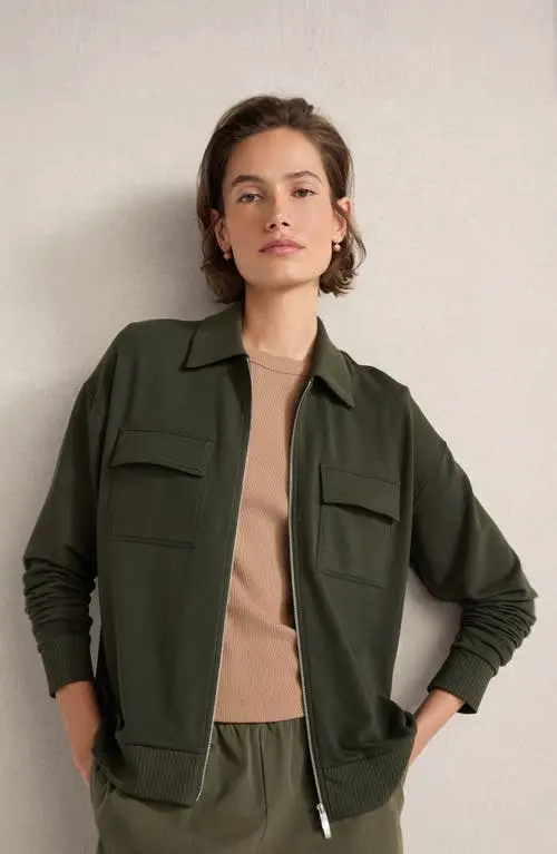 HAVEN WELL WITHIN Fleece Collared Jacket - Forest