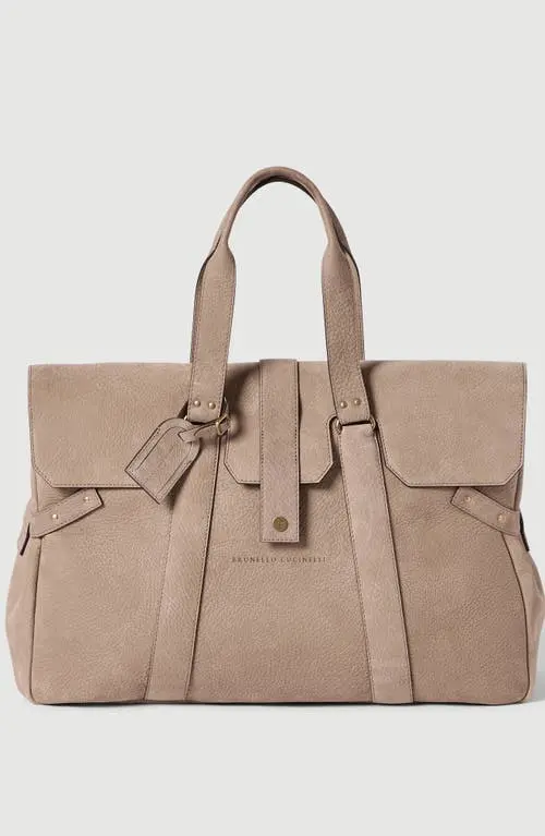 Brunello Cucinelli Textured Nubuck Bag - Brown