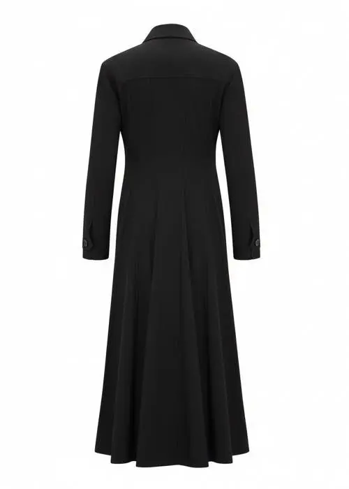 EXQUISE Coralie Wrap Neck Midi Blazer Dress - Black