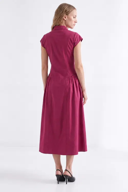 EXQUISE Dropped Sleeve Fitted Midi Dress