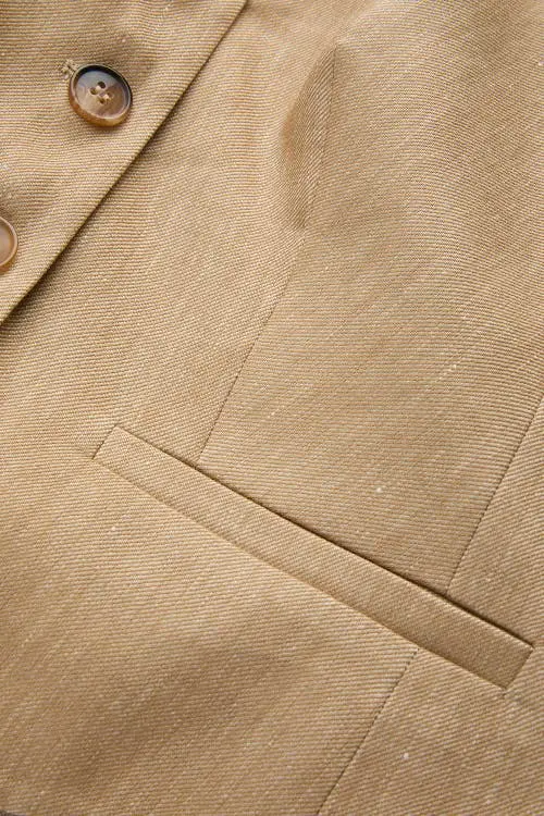 EXQUISE Linen Blend Vest With Back Buckle