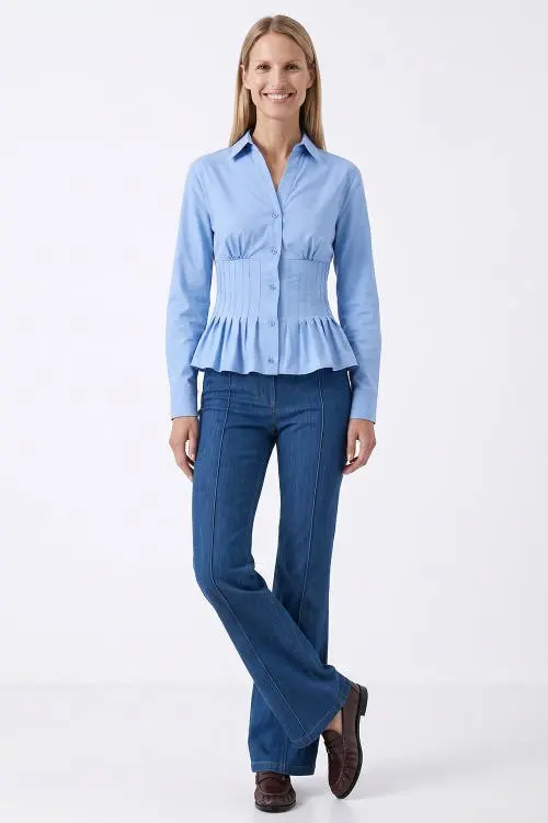 EXQUISE Ruffle Detail Long Sleeve Shirt With Cuffs
