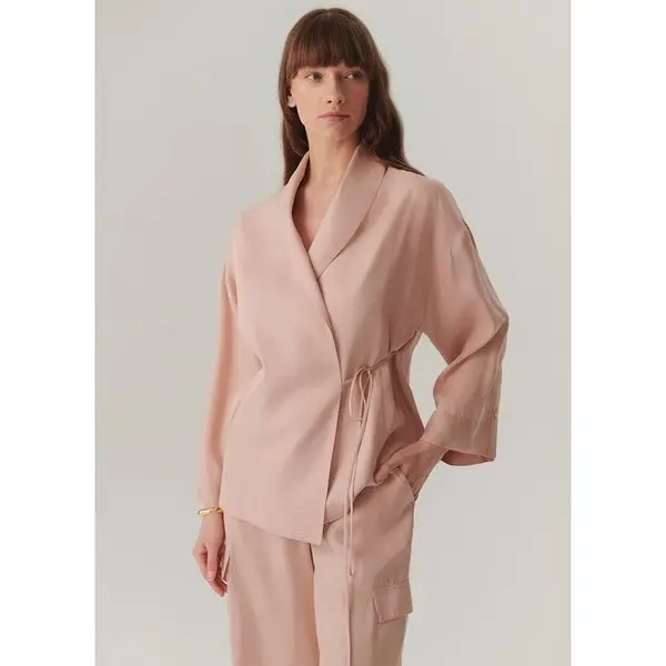 EXQUISE Molly Wrap Tie Modal Jacket