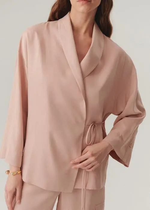 EXQUISE Molly Wrap Tie Modal Jacket