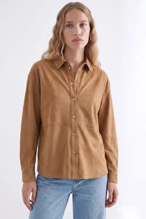 EXQUISE Long Sleeve Snap Button Shirt