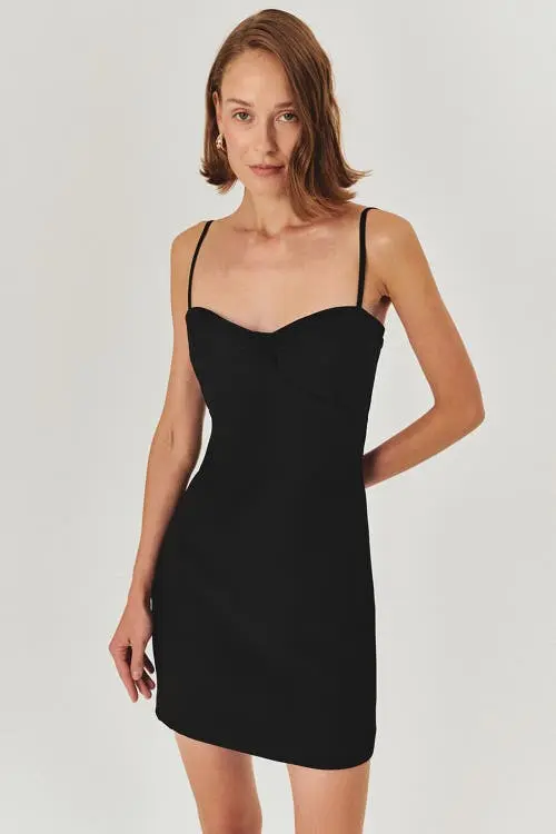 EXQUISE Renata Sweetheart Neckline Mini Dress - Black